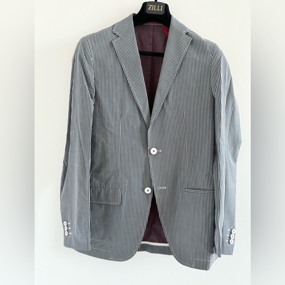 Sarar | Suits & Blazers | Mens Striped Blazer In Black And White | Poshmark